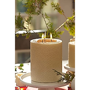 Hand Rolled Beeswax Pillar Candles by Little Bee of Connecticut (6 x 5 Inch Triple Wick)