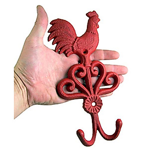Rooster Cast Iron Wall Hook 9 Inch (Set of 2)