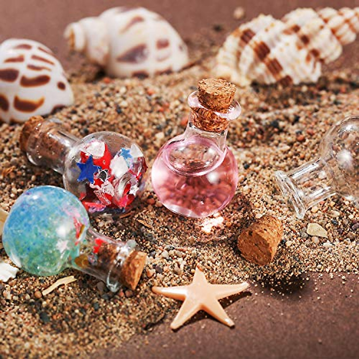 30 Pieces 0.9 x 0.6 inches Mini Glass Bottles Clear Drifting Bottles Small Wishing Bottles with Cork Stoppers for Wedding Birthday Party DIY Crafts Supplies