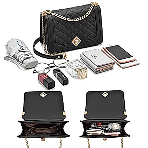 HINFKA Women'S Small Crossbody Bag Pu Leather Shoulder Bag Small Handbag Clutch Bag Fashion Versatile Evening Bag (Black)