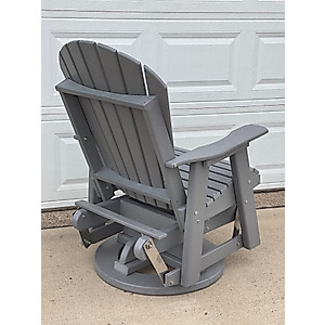 Phat Tommy Glider for Outside Patio - Outdoor Swivel Glider Chair - Poly Outdoor Furniture, Adirondack Porch Glider Chair, Grey