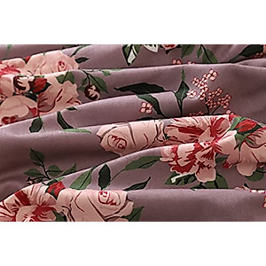 Vozanet Women's V Neck Sexy Pajama Sets Capri Sleepwear Floral Elegant Nighty 2PCS Plus Size S-3XL, Florals-Brown, XX-Large