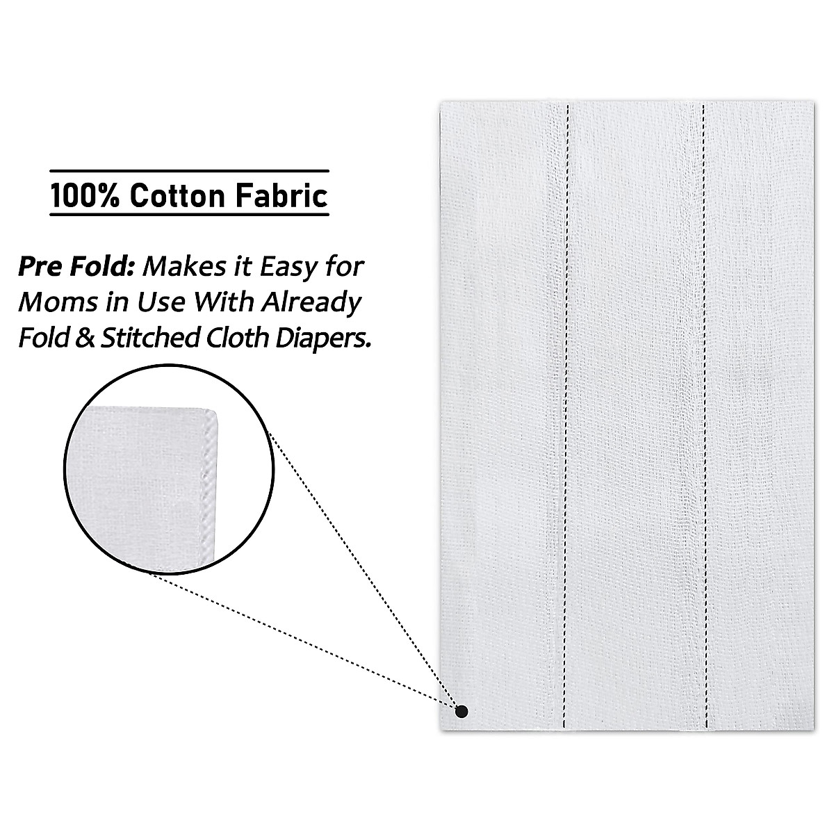 Ruvanti 10 Pack, Birdseye 3-Ply Prefold Cloth Diapers for Babies, 13x19 Inch, White