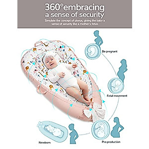 Mestron Baby Nest for 0-12 Months,Baby Lounger Baby Snuggle Infant Bassinet Mattress Insert Soft & Breathable Cotton Portable Infant Floor Seat Co-Sleeping (Elephant)