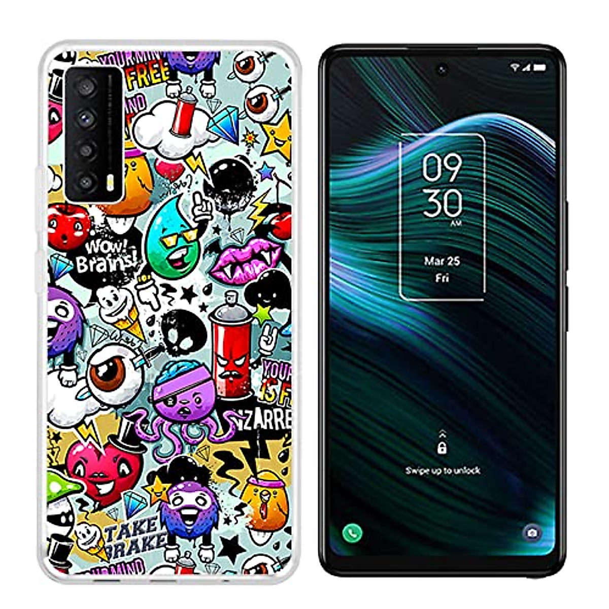 AQGG for TCL Stylus 5G [6.81"] Case, Soft Silicone Bumper Shell Transparent Flexible Rubber Phone Protective Cases TPU Cover for TCL Stylus 5G -Cartoon Devil