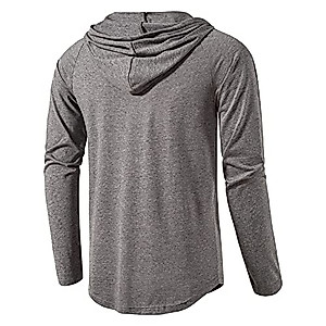 MUSE FATH Mens Lightweight Long Sleeve Active Baseball Hoodie Tee Shirts-Dark Grey-S