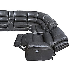 Steve Silver Denver 7 Piece Charcoal Leather Power Reclining Sectional