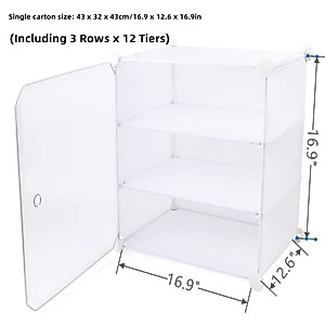 Gdrasuya10 Shoe Rack Organizer, 12Tiers x 3 Rows DIY Narrow Stackable Freestanding Shoe Organizer, 72 Pairs Transparent Shoe Cabinet for Sneakers, Flats - Free Removalble Partition to Fit High Boots