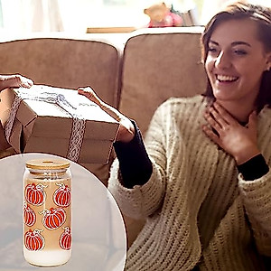 ANOTION Fall Coffee Cups - Fall Decor Pumpkin Mug Fall Coffee Mug Iced Coffee Cups Unique Autumn Decor Pumpkin Decorations Thanksgiving Tumbler Fall Wedding Tumbler Can Shaped Fall Cups - 18oz