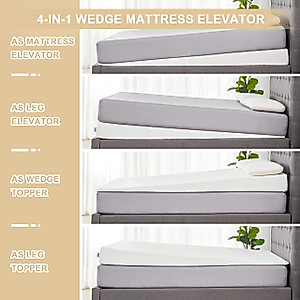 Lazyzizi Wedge Mattress Elevator 7-Inch Inclined Mattress Topper for Acid Reflux, GERD, Neck & Back Pain, Snoring, Under Bed Wedge Mattress with Washable Cover & Non-Slip Bottom for Bedroom, King
