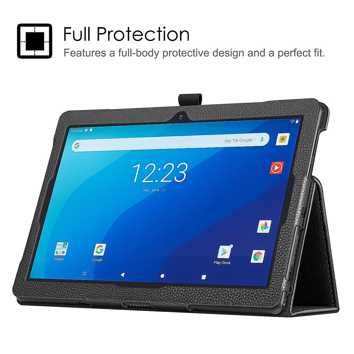 Fintie Case for Onn. 10.1" Tablet Pro (Model: 100003562), Premium Vegan Leather Folio Protective Stand Cover with Pencil Holder for Onn 10.1 inch Pro Tablet - Black