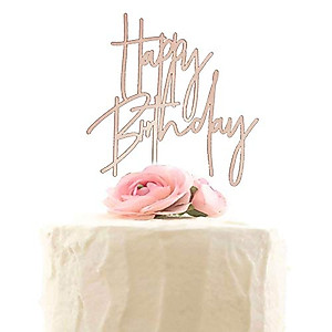 Happy Birthday Cake Topper, Acrylic Birthday Party Decorations Celebrations, Mirror Rose Gold