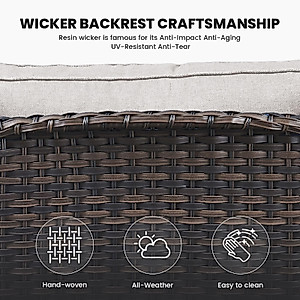 Belord Outdoor Furniture 3-Seater Rattan Sofa Patio Wicker Sofa Couch Furniture Set with Washable Cushions