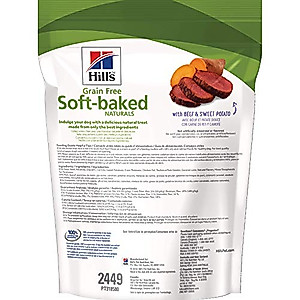 Hill's Grain Free Dog Treats, Soft-Baked Naturals with Beef & Sweet Potatoes, Soft Healthy Dog Snacks, 8 oz. Bag