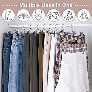 ESEOE Pants Hangers with Clips, Pants Hangers Space Saving, Non Slip Adjustable Clip Skirt Hangers, Metal Adult Kids Hangers for Closet Skirt Shorts Trouser Leggings (20 Pack)