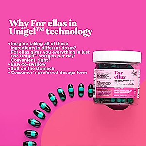 OhMyVit! for Ellas Womens Multivitamin Unigel – 60Pcs Softgels Multi Vitamins Supplements for Women – 15 Vitamins and Minerals Support Hormonal Balance, Bone Health