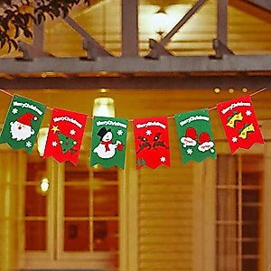 Christmas Wall Decor Banner Hanging Bunting Garland Banner Decoration Supplies Handheld Flag Poles Tall (E, One Size)