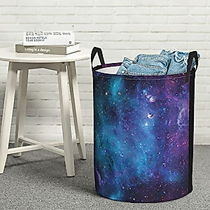 Laundry Basket,Galaxy Stars In Space Celestial Astronomic Planets In The Universe Milky Way,Large Canvas Fabric Lightweight Storage Basket/Toy Organizer/Dirty Clothes Collapsible Waterproof For College Dorms-Large
