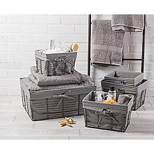 DII Farmhouse Chicken Wire Storage Baskets with Liner, Medium, Vintage Grey, 11x7.88x7", 2 Piece