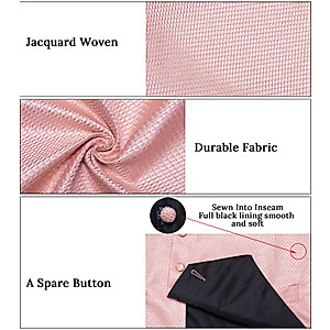 DiBanGu Mens Vest and Tie Set Formal Paisley Waistcoat and Necktie Pocket Square Cufflinks Silk Suit Vest for Tuxedo Wedding, Rose Gold, XX-Large