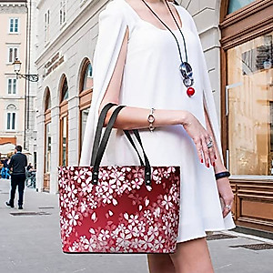 Womens Handbag Cherry Flowers Leather Tote Bag Top Handle Satchel Bags For Lady