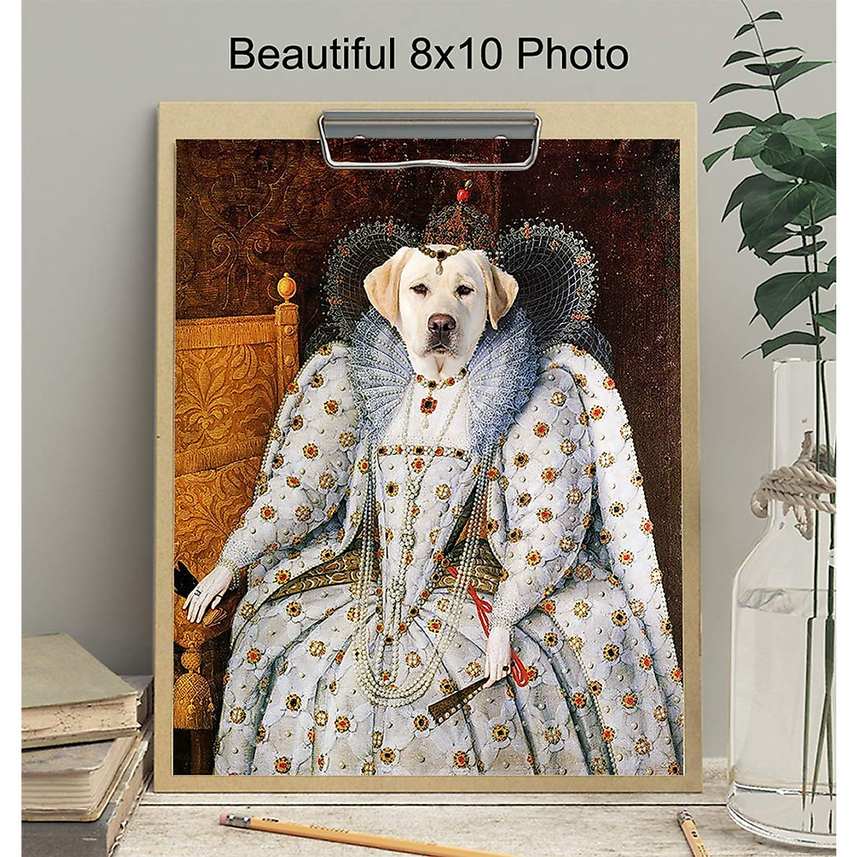 Renaissance Labrador Retriever Wall Decor - 8x10 Home Art Print for Bedroom, Living Room, Veterinarian, Vet Office - Gift for Dog, Puppy, Black, Yellow, Chocolate Lab Fans, Hunters