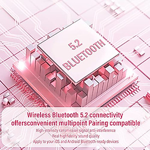 Yuanj Kids Wireless Bone Conduction Headphones, 5.2 Headphones for Kids Waterproof IPX5 Open Ear Headphones Sweat Splash Proof, Comes with 8G Memory 10 Hrs Music Play (Pink)