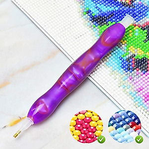 Diamond Painting Pen, Diamond Painting Accessories Tools Pen with Wax and Tips, Ergonomic Diamond Art Drill Pen, Comfort Grip and Faster Drilling (Purple)