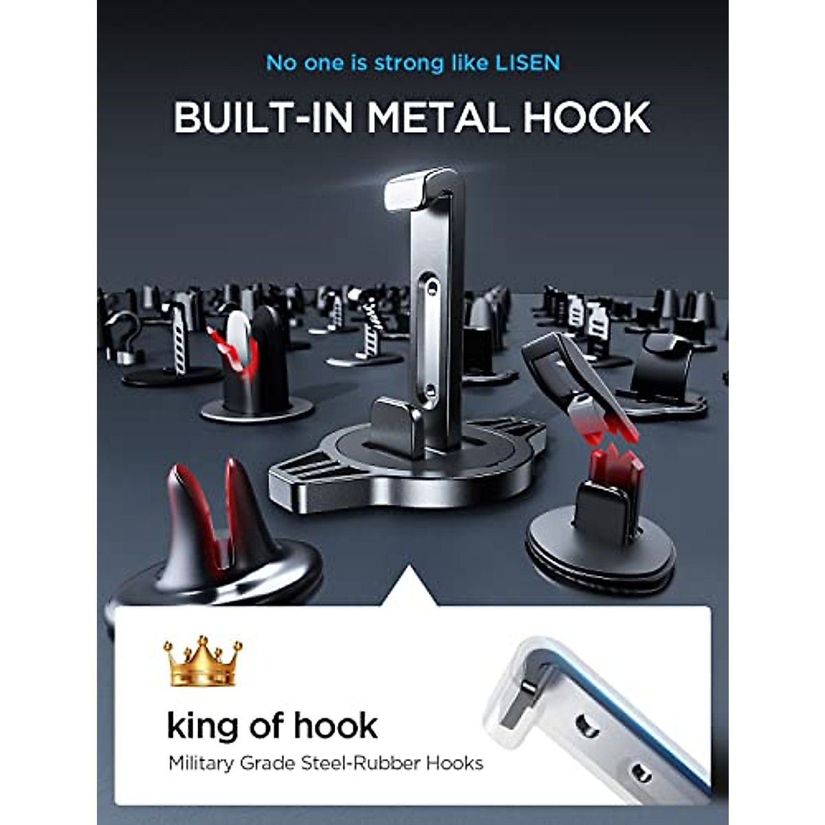 LISEN Car Phone Holder Air Vent Mount Stable 4 Clamp Arms Hands Free Vent Cell Phone Holder Mount for Car Easy Use Phone Holder Car Mount Air Vent with Auto Lock Metal Hook for iPhone All Phones