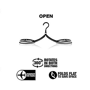 2 Piece Travel Hangers - Portable Folding Clothes Hangers Travel Accessories Foldable Clothes Drying Rack for Travel, Car Hangers (Black)