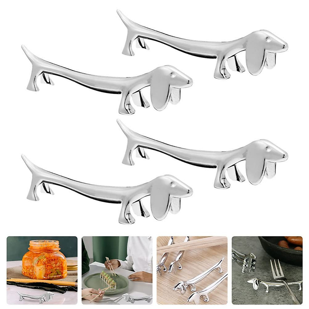Tofficu 6pcs Puppy Chopstick Rest Japanese Chopstick Rest Dining Room Decor for Table Fondant Molds Chopstick Stand Holders Ceramic Decor Chopsticks Stand Fork Tableware Zinc Alloy Bracket