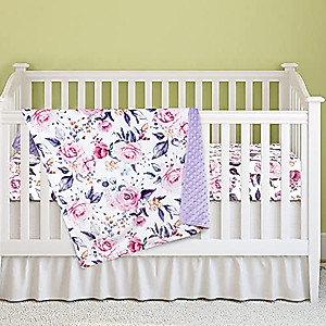 Pea Pod 30'' x 40''Baby Blankets, Super Soft Floral Minky Toddler Newborn Blanket for Boys Girls, Dotted Backing, Double Layer, Crib Receiving Blanket for Nursery/Stroller/Toddler Bed/Baby Carseat