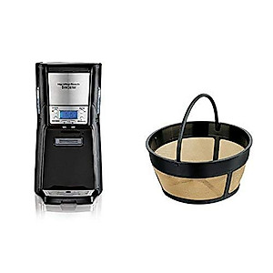 Hamilton Beach 12-Cup Coffee Maker, Programmable Brewstation Summit Dispensing Coffee Machine (48464) and Hamilton Beach 80675 Permanent Gold Tone Filter, 8 to 12-Cups Bundle