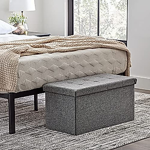 Edenbrook 30 Inch Rectangle Storage Ottoman - Buttonless Tufted Ottoman -Foot Rest-Holds 330 lbs, Grey