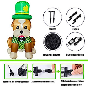 SEASONBLOW 5 Ft LED Light Up Inflatable St. Patrick's Day Bulldog Shar Pei Dog Decoration for Home Yard Lawn Garden Indoor Outdoor