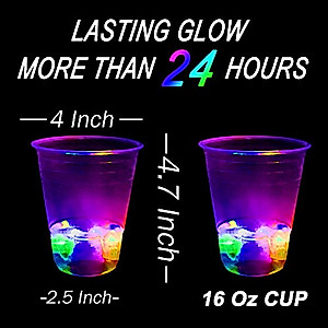 (Flash Color) The Halloween Glow in The Dark Beer Pong Set-Light up Beer Pong Cups for Indoor Outdoor Nighttime Competitive Fun,22 Glowing Cups, 6 Balls- Party Game
