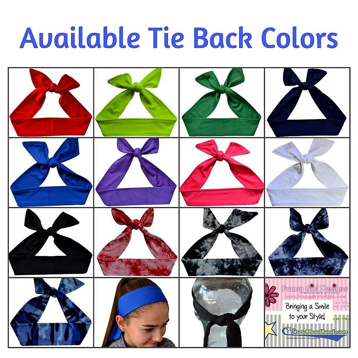 Volleyball TIE Back Moisture Wicking Headband Personalized with The Embroidered Name of Your Choice (Black Solid Tie Back) One Size