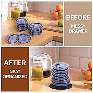 DOSTK 2PC Tumbler Lid Organizer, Tumbler Lid Holders for Kitchen Storage & Organization, Space - Saving Cup Lid Organizer for Yeti Tumbler & Stanley Tumbler & Simple Modern Tumbler Lids, Silicon Base