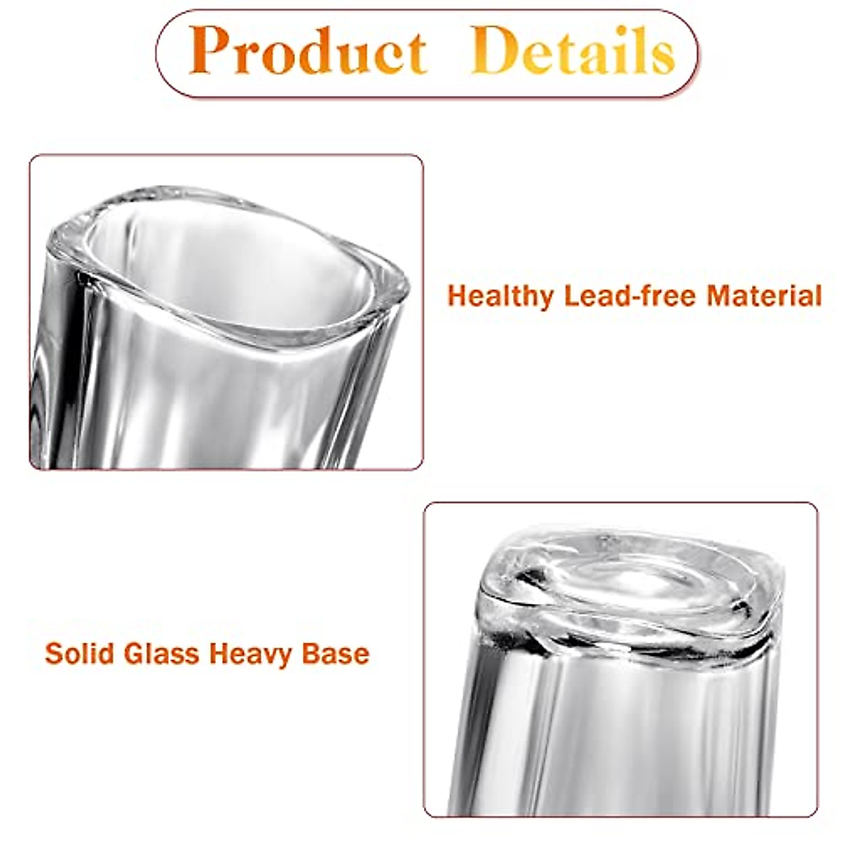 50 Pack 2.2 Ounce Shot Glasses Bulk Heavy Base Shot Glass Set Square Shot Glasses Clear Shot Glasses for Vodka Whiskey Wine Beer Espressos Liquors Family Party