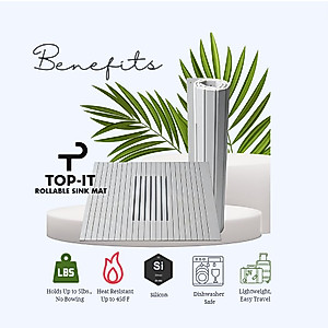 Top-it Sink Mat for More Counter Space. Rollable Sink Cover. Sink Topper. Makeup Organizer Mat. Must Have Bathroom Accessory.… (White)