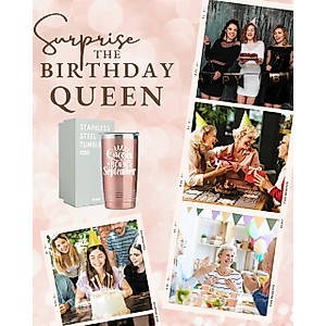 Onebttl Happy Birthday Tumbler for Women, Funny Birthday Gifts for Her, Girlfriend, Friends, Wife, Mom, Daughter, Sister, 20 oz Stainless Steel Cup with Lid, Queens are Born in September, Rose Gold