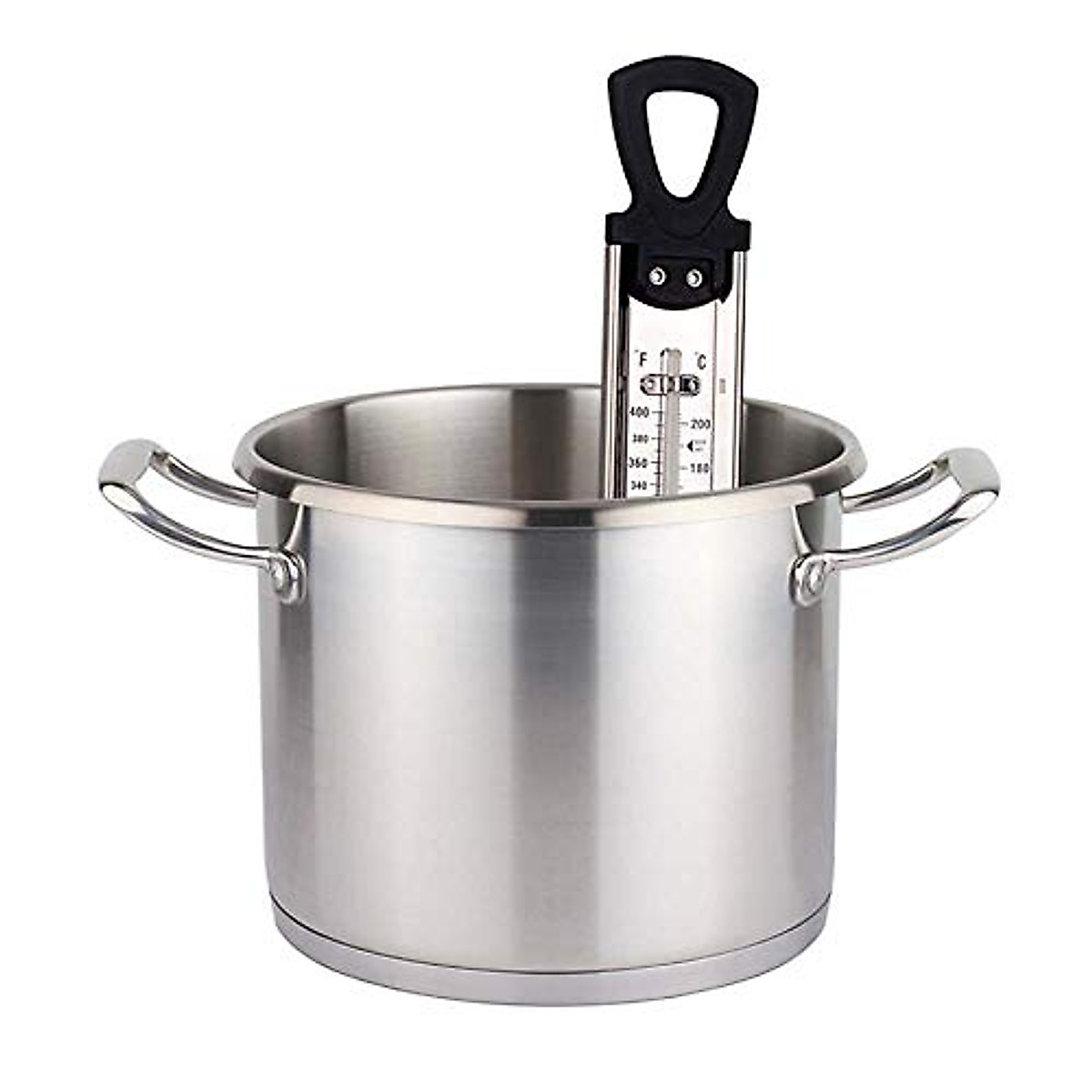 Candy Thermometer Deep Fry/Jam/Sugar/Syrup/Jelly Thermometer with Hanging Hook & Pot Clip Stainless Steel Cooking Thermometer Food Thermometer Quick Reference Temperature Guide,Black