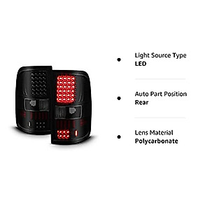 ACANII - For 2004-2008 Ford F150 Pickup Styleside Black Housing Smoked Lens LED Tail Lights Brake Lamps Pair Left+Right Cyber Black V2
