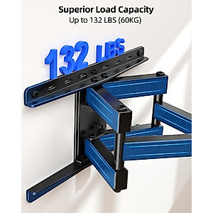 HOMEVISION Full Motion TV Wall Mount for Most 32-75 inch TVs, TV Mount Swivel and Tilt with Dual Articulating Arms,TV Wall Mount Bracket Holds up to132lbs Max VESA 600x400mm Fits 12/16" Wood Stud