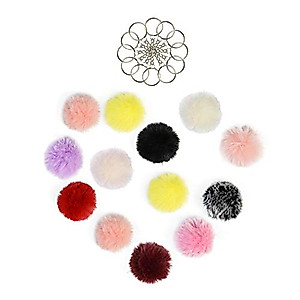 Tongcloud 30pcs Faux Fur Ball Pom Poms Keychains Pom Poms Keychains Fluffy Faux Fur Pompoms Balls for Girls Women Hats Shoes Bags Accessories (15 Colors, 6cm/2.36'')