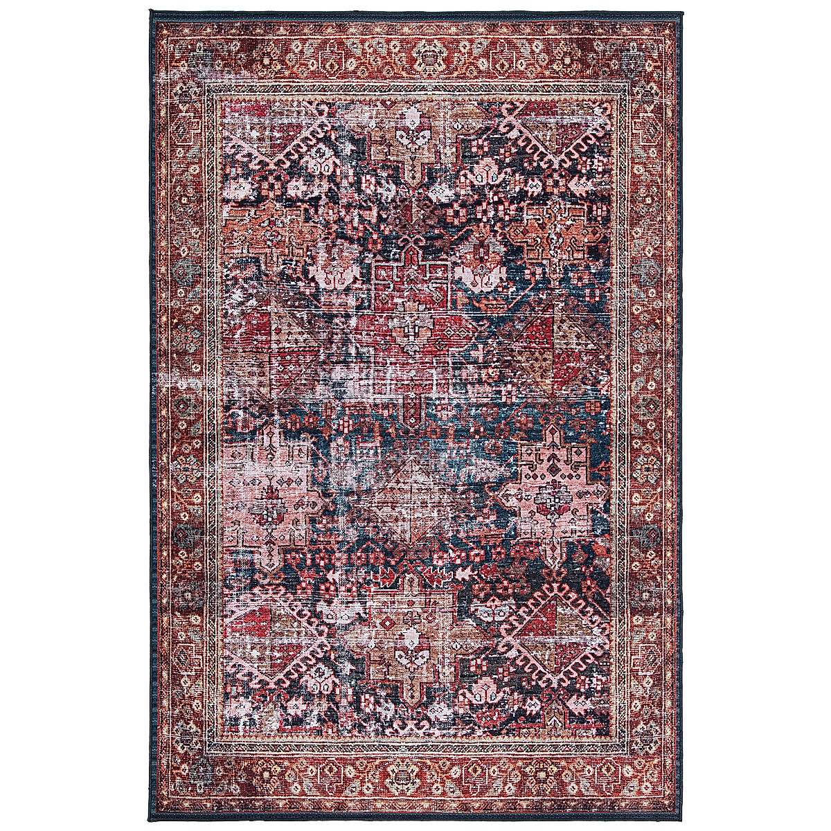 SAFAVIEH Tucson Collection Accent Rug - 4' x 6', Rust & Green, Persian Design, Non-Shedding Machine Washable & Slip Resistant Ideal for High Traffic Areas in Entryway, Living Room, Bedroom (TSN114P)