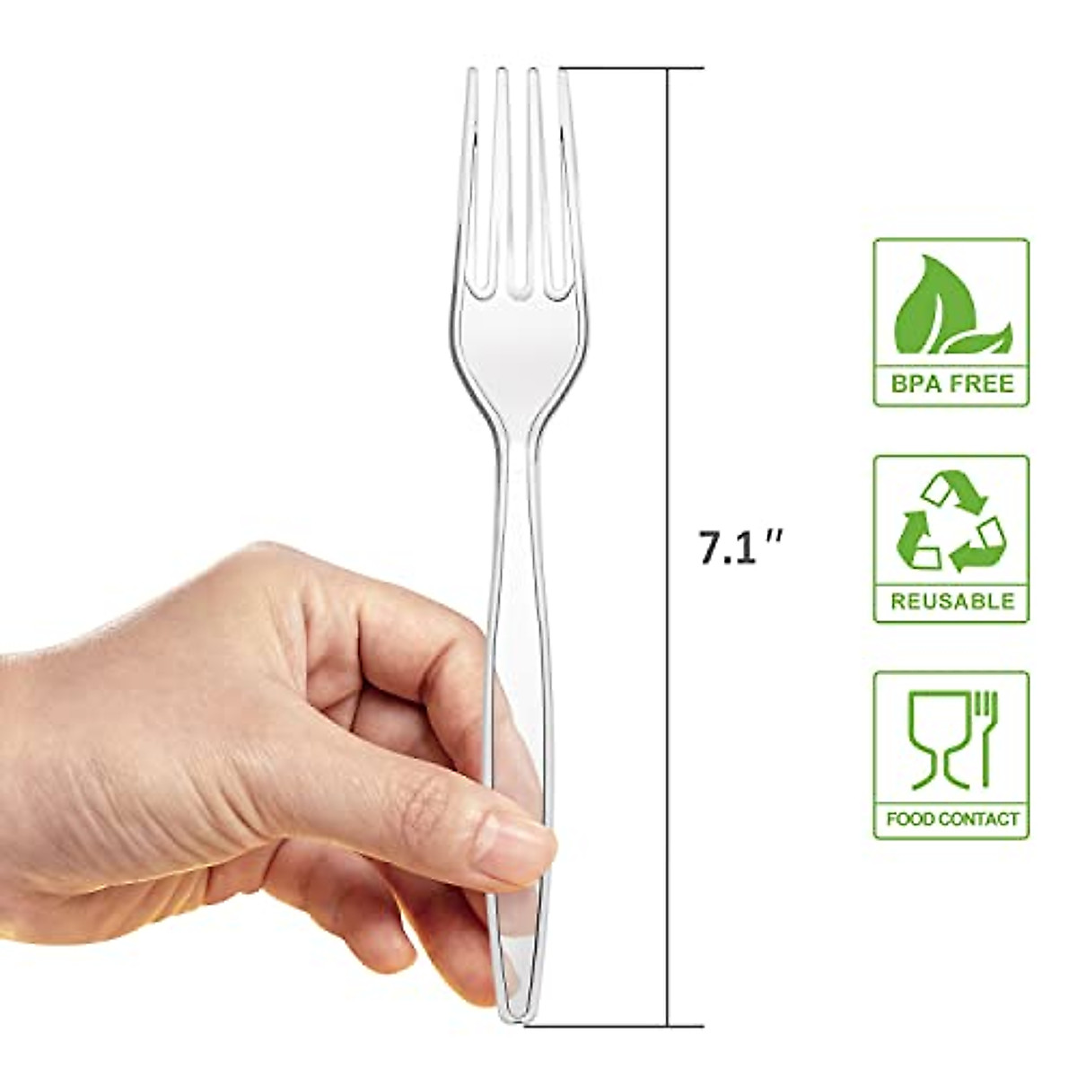 POSATE Heavy Weight Plastic Forks, Clear Disposable, 100 Count
