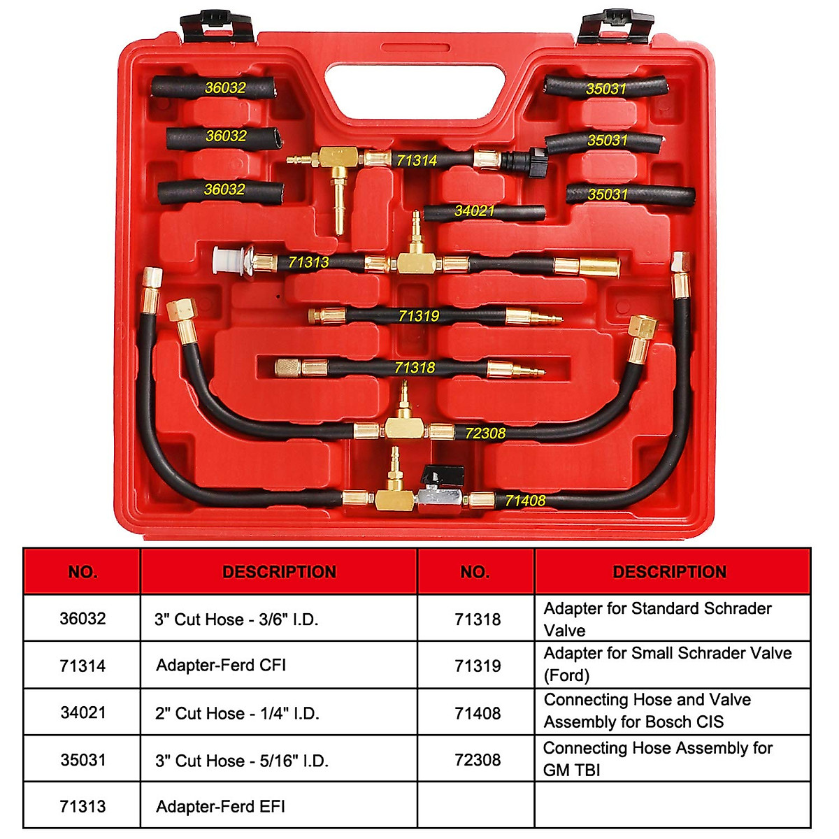 JIFETOR Fuel Injection Pump Pressure Tester Gauge Kit, Car Gasoline Gas Fuel Oil Injector Test Manometer Tool Set 0-140PSI, Universal for Auto Truck SUV Motorcycle ATV RV SUV