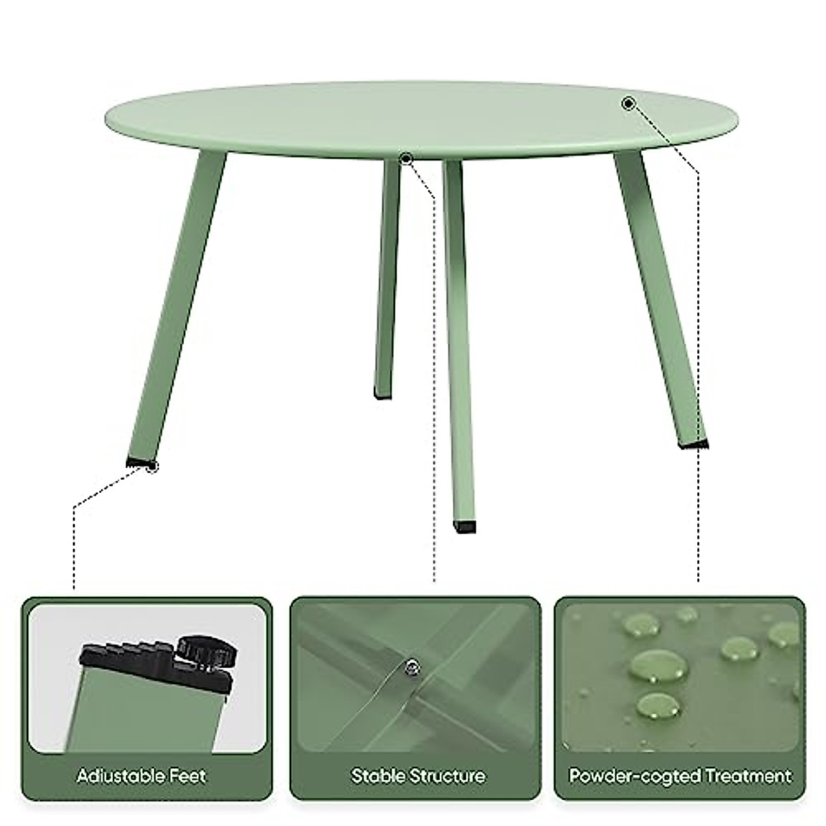Nalupatio Patio Round Outdoor Coffee Table Side Table Round end Table Weather Resistant Steel Large/Normal Round End Table Outdoor Side Table for Balcony, Porch, Deck, Poolside Yard Garden