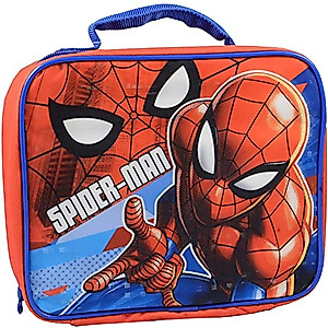 Spiderman Backpack with Lunch Box Set - Bundle with Spiderman Backpack for Boys 4-6, Spiderman Lunch Box, Water Bottle, Stickers, More | Spiderman Backpack for Kids